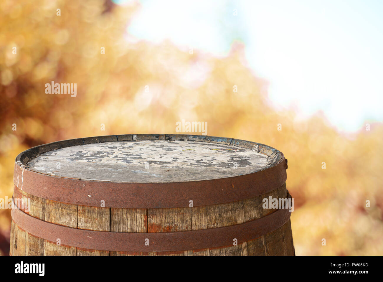 Old barrel top for display montages Stock Photo - Alamy