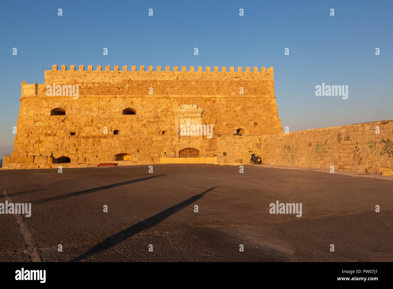 Fortress Rocca al Mare at sunset, Iraklio, Crete, Greece Stock Photo ...