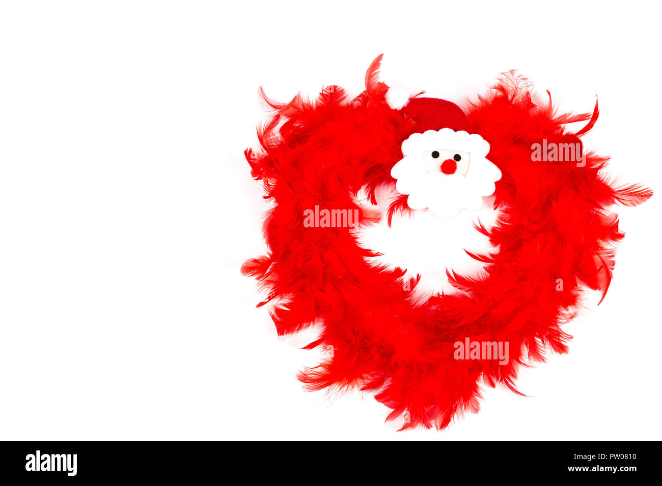 Red Heart Christmas Decoration made with red feather, with Santa Claus ...