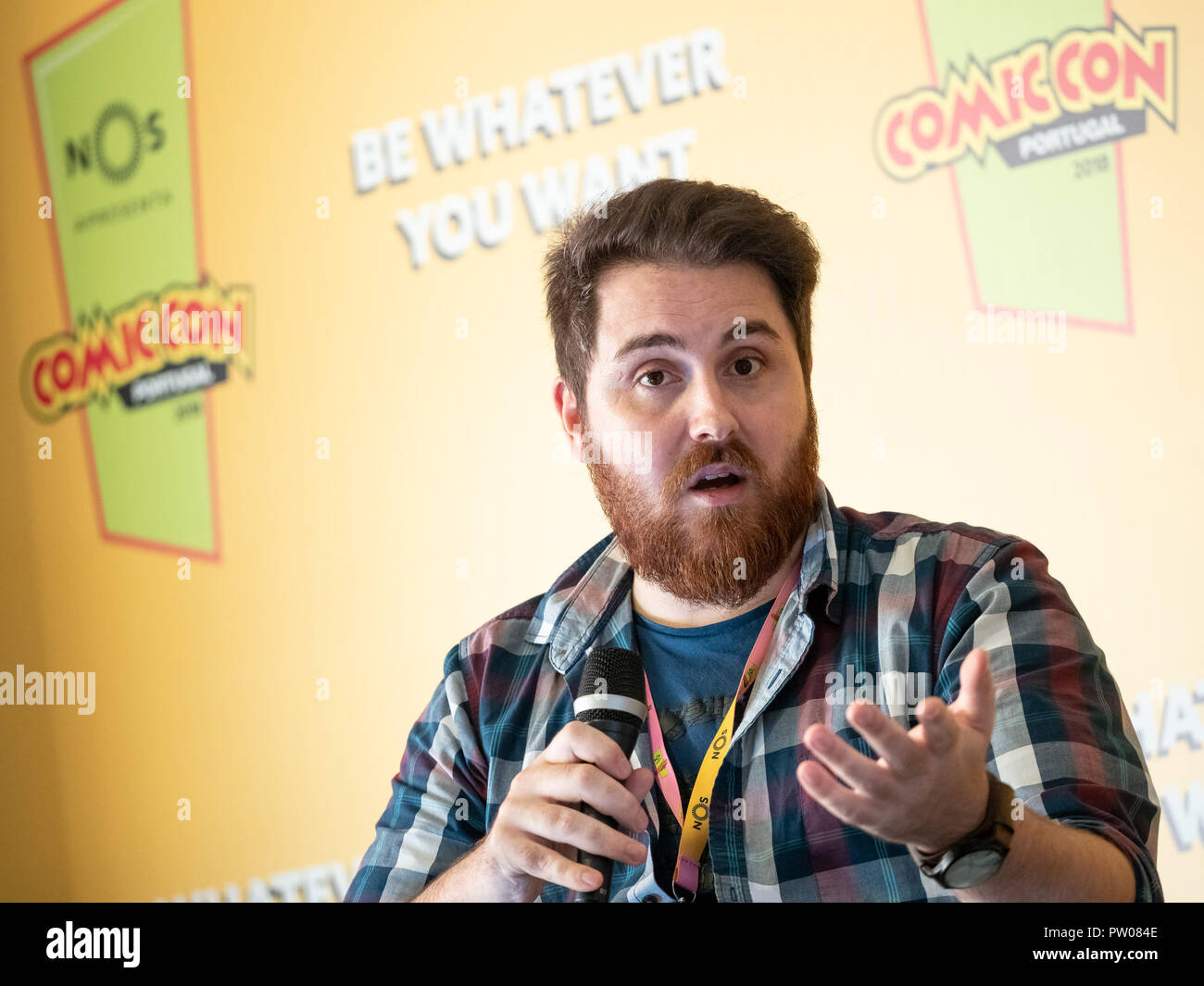 Alges, PORTUGAL: Daniel Henriques, Portuguese Marvel art designer, attending a panel at 4th and ...