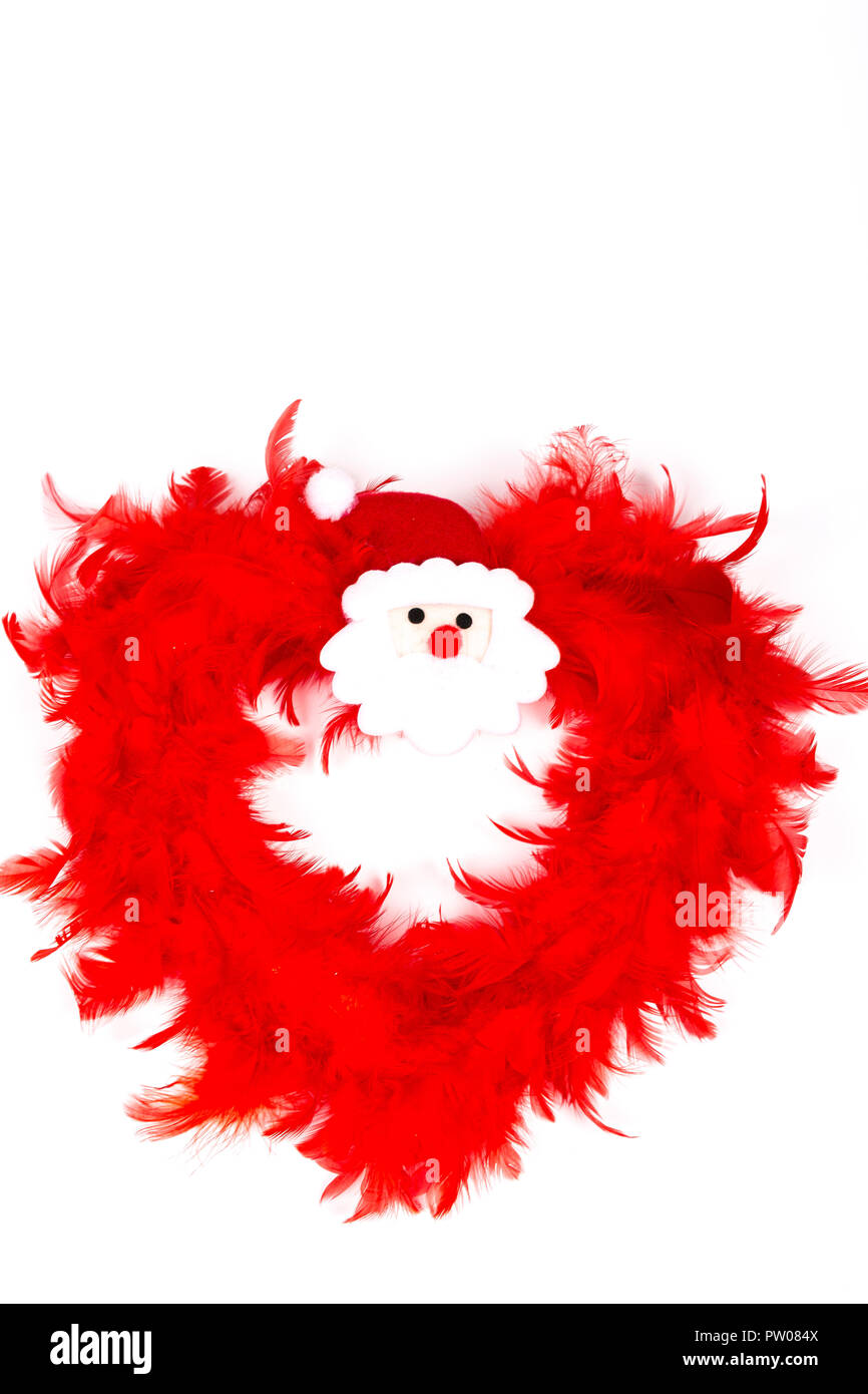 Red Heart Christmas Decoration made with red feather, with Santa Claus ...