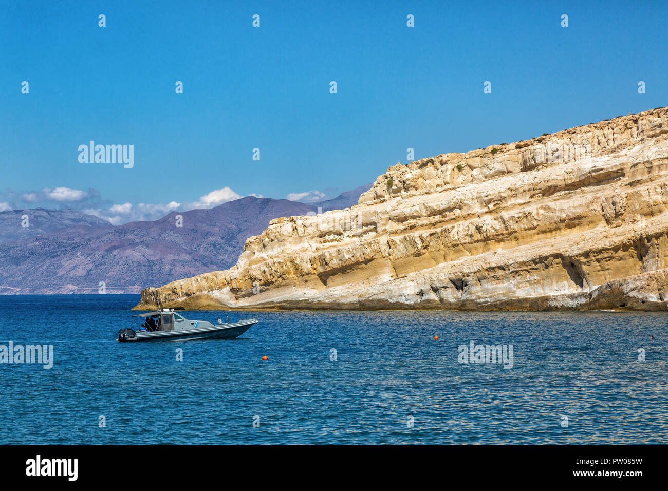 Gulf of Famous Hippies Matala Beach, Crete Island, Greece Stock Photo ...
