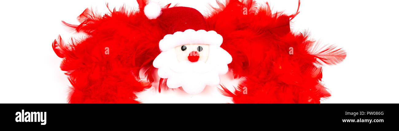 Red Heart Christmas Decoration made with red feather, with Santa Claus ...