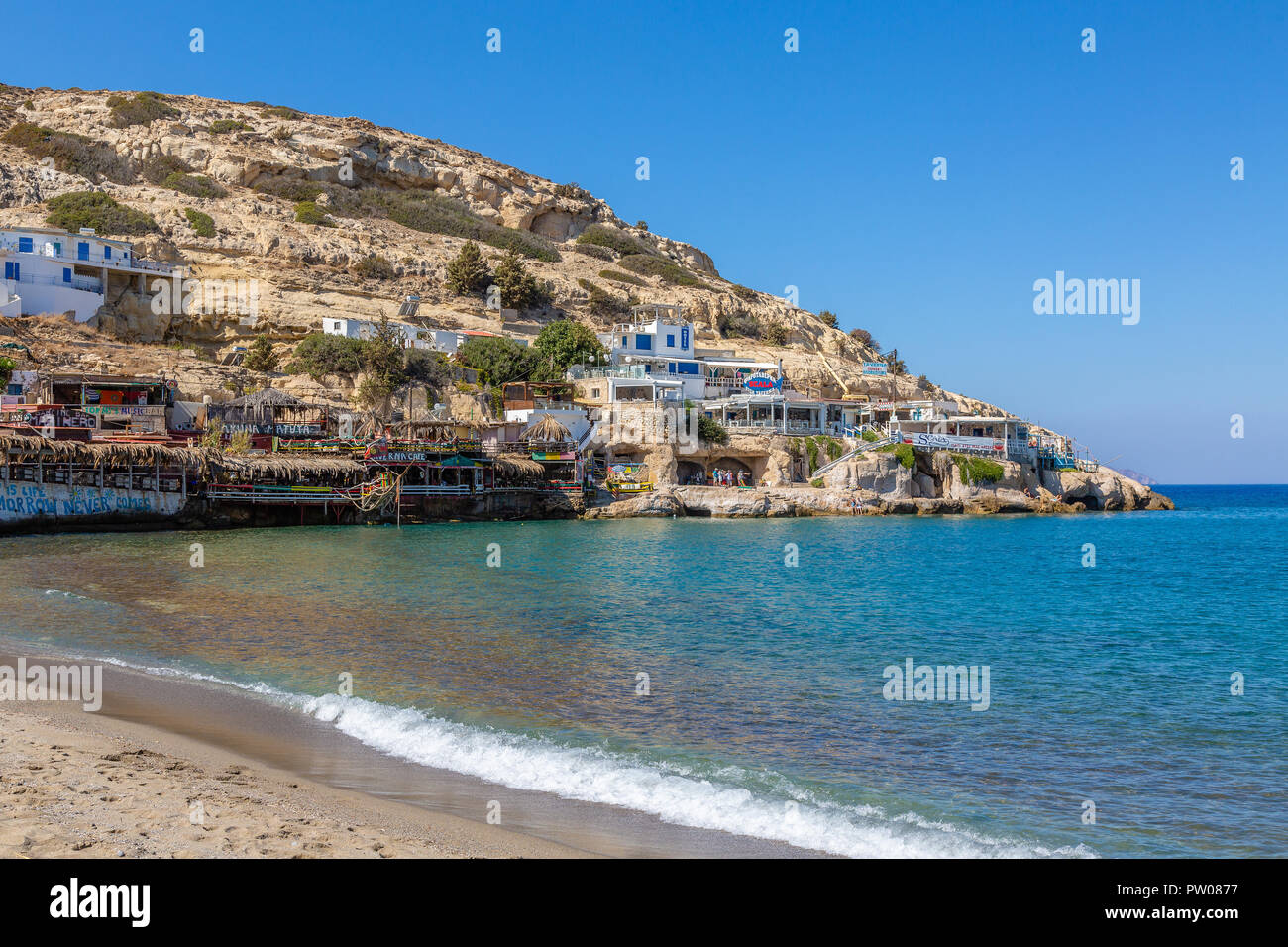Matala, Greece - September 25, 2018: Famous hippies Matala Beach, Crete ...