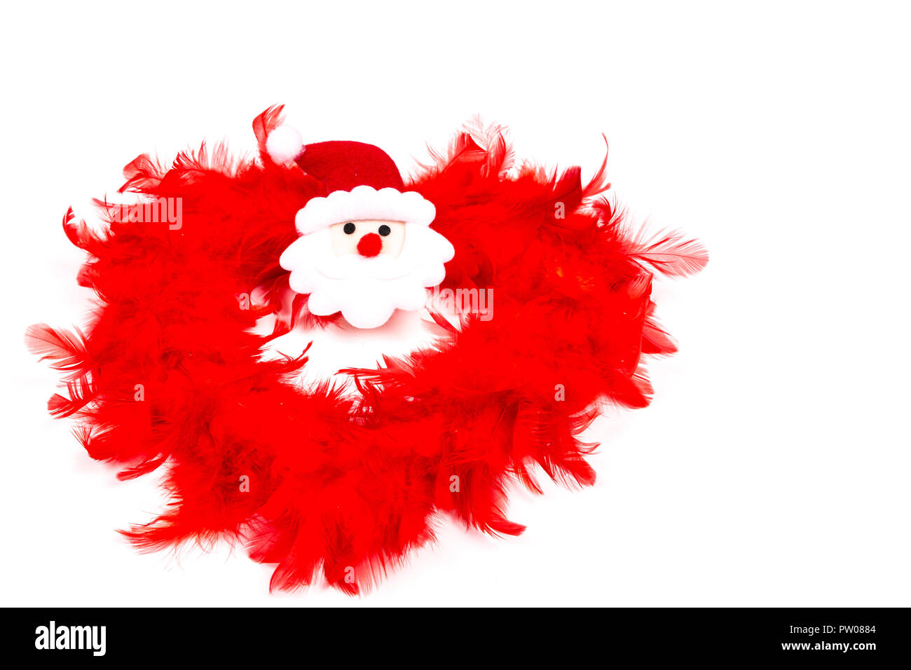 Red Heart Christmas Decoration made with red feather, with Santa Claus ...
