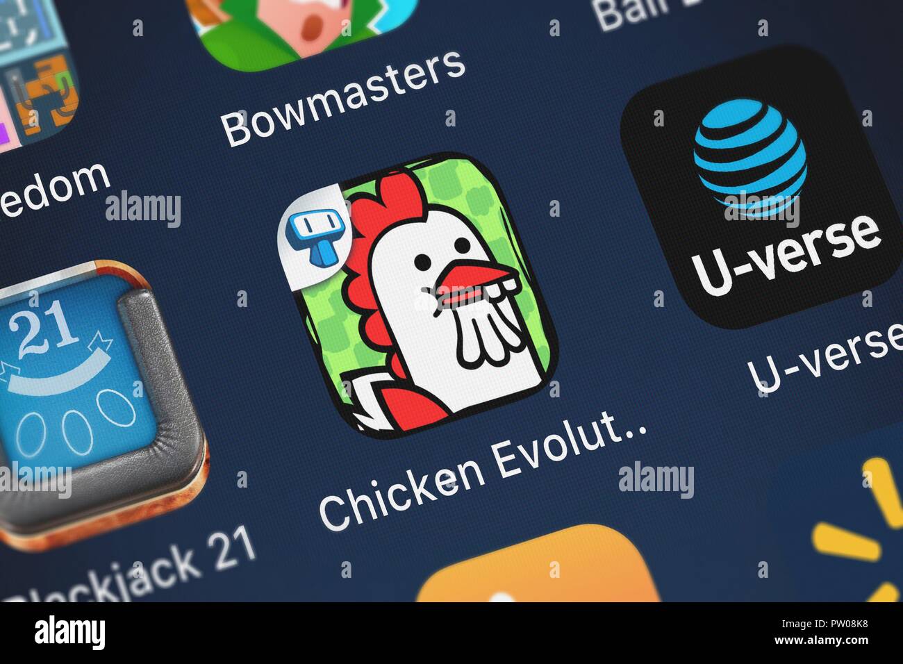 London, United Kingdom - October 11, 2018: Screenshot of the Chicken Evolution Clicker Game of ...