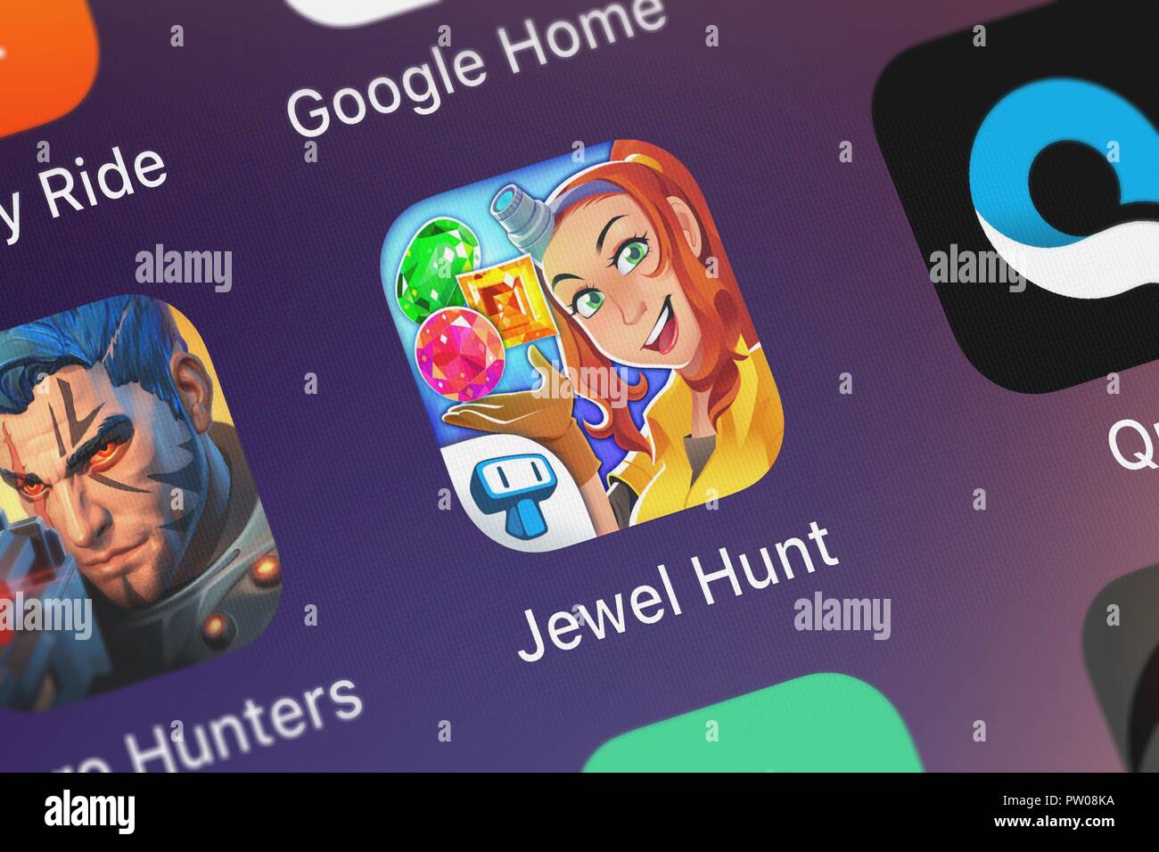 London, United Kingdom - October 11, 2018: Icon of the mobile app Jewel Hunt - Diamond Matching ...