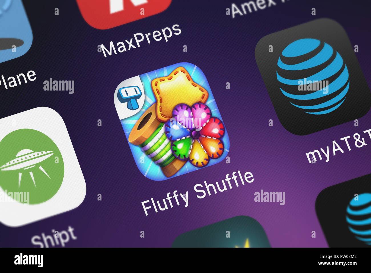 London, United Kingdom - October 11, 2018: Screenshot of the mobile app Fluffy Shuffle - Switch ...