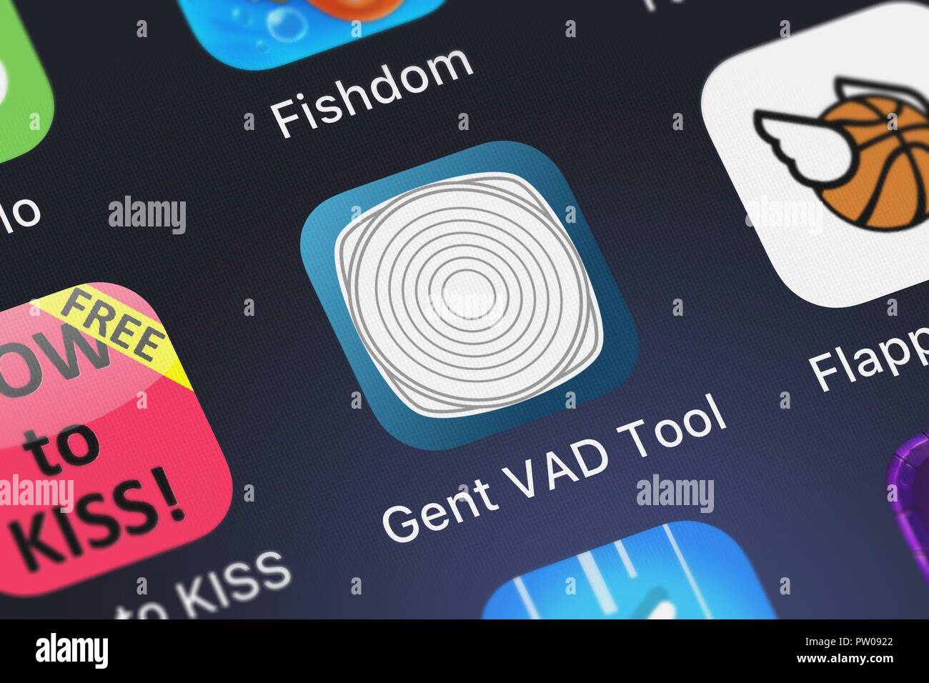 London, United Kingdom - October 11, 2018: The Gent VAD Tool mobile app ...
