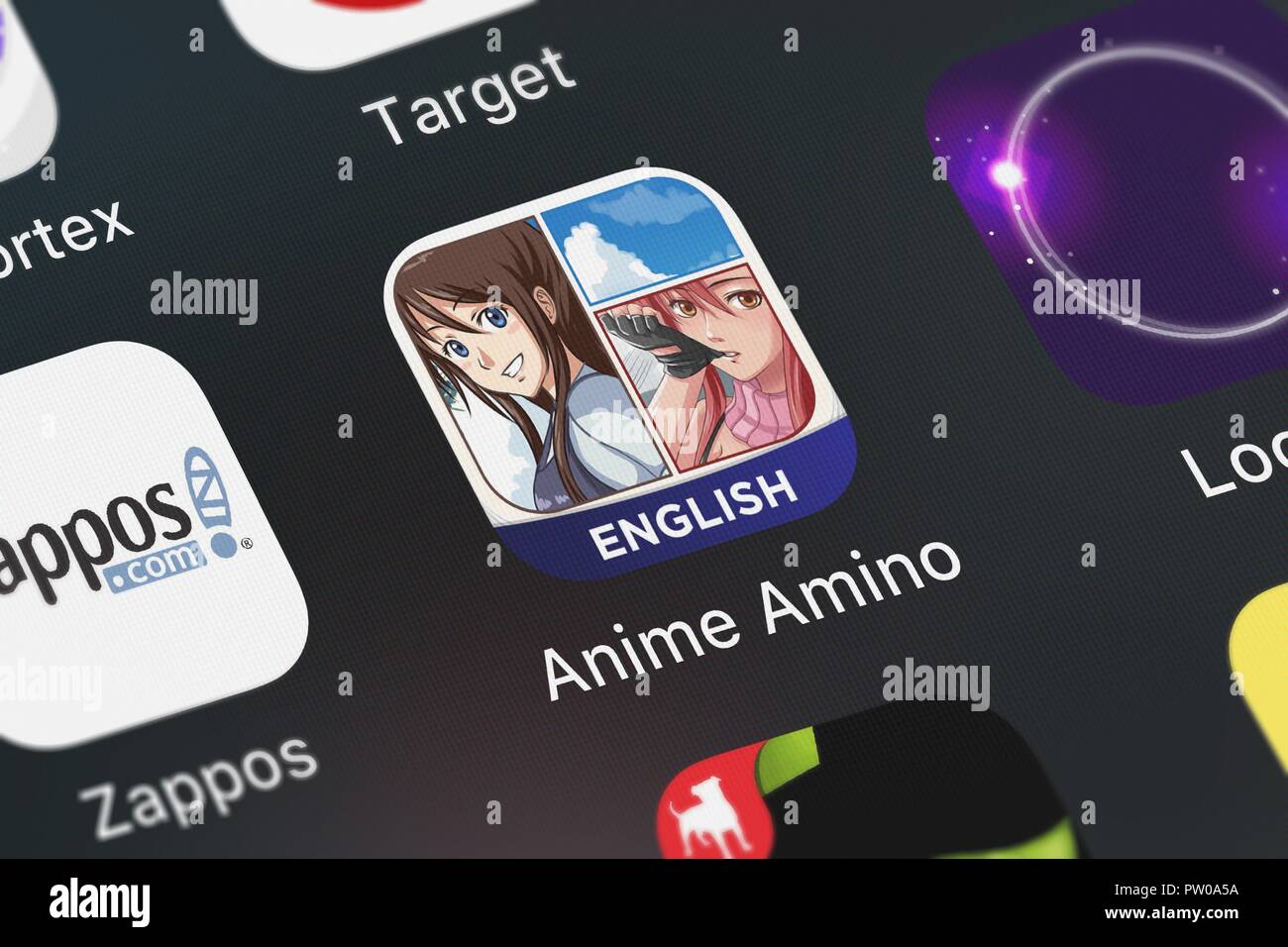 London, United Kingdom - October 11, 2018: The Anime Amino mobile app ...
