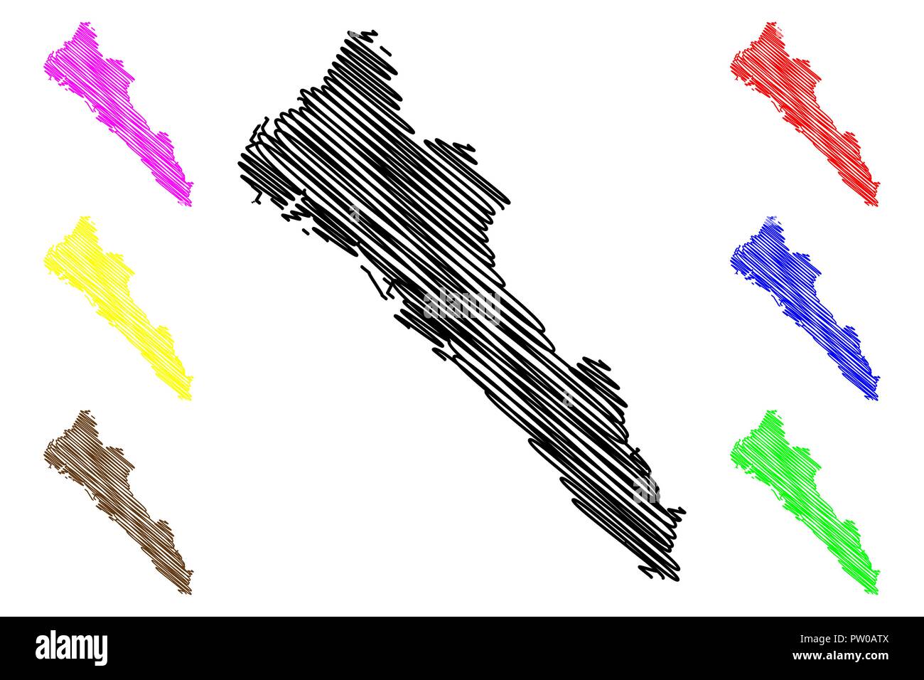 Sinaloa (United Mexican States, Mexico, federal republic) map vector ...