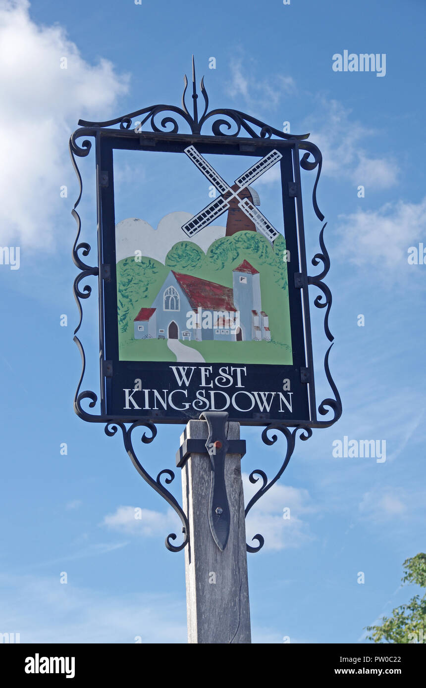 West Kingsdown Kent Village Sign Stock Photo - Alamy
