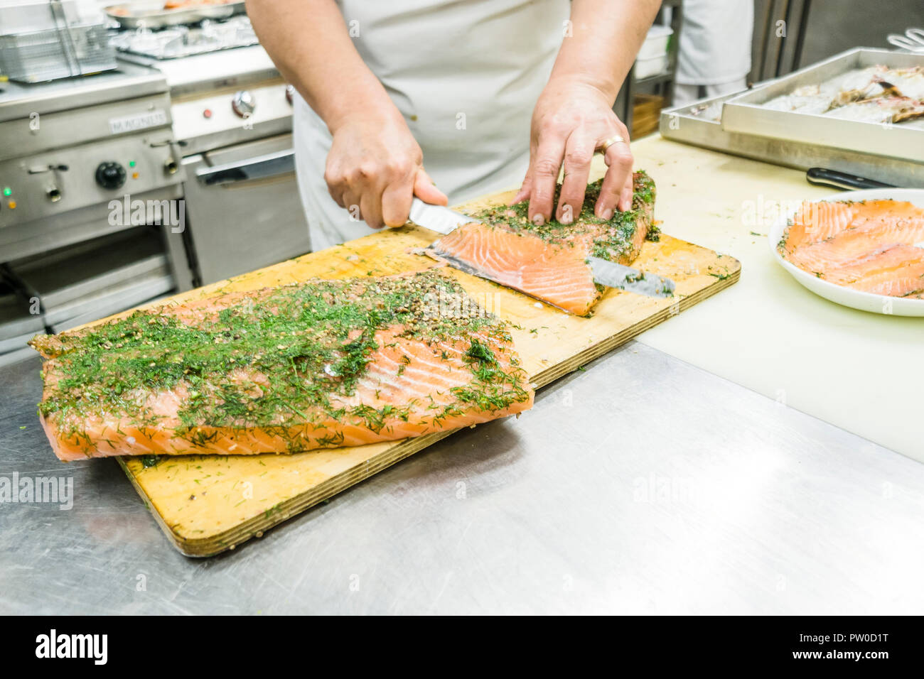 How to cut salmon fillet hi-res stock photography and images - Alamy