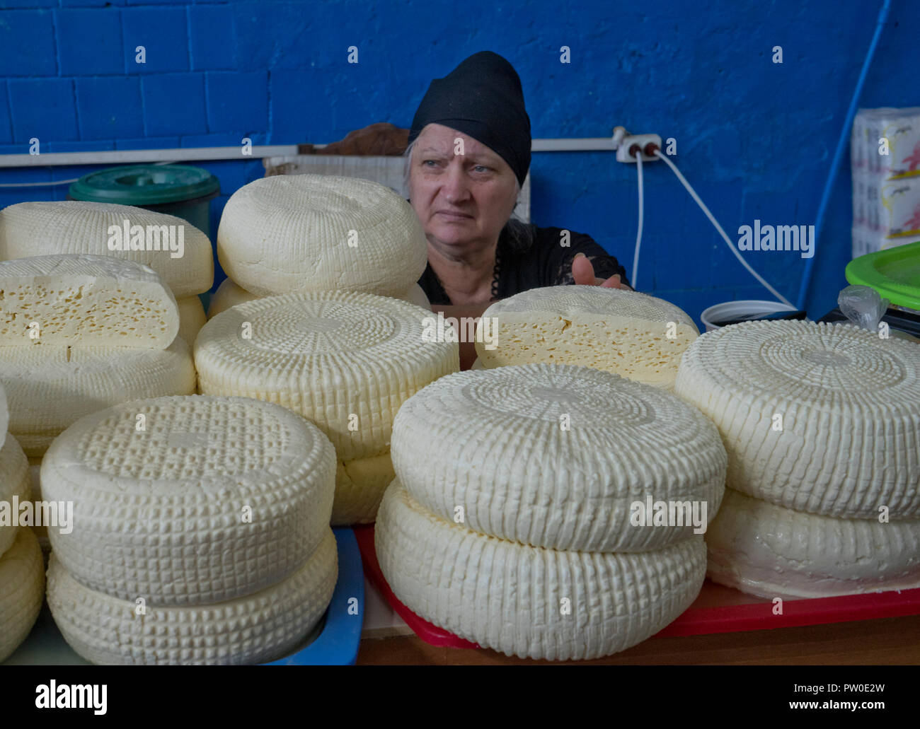 Traditional Sulguni cheese for sale at the market in Kutaisi,Georgia ...