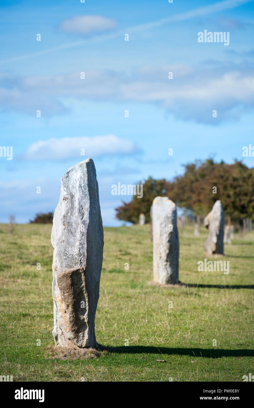 Standing stones at the Neolithic stone circles in Avebury, Wiltshire ...