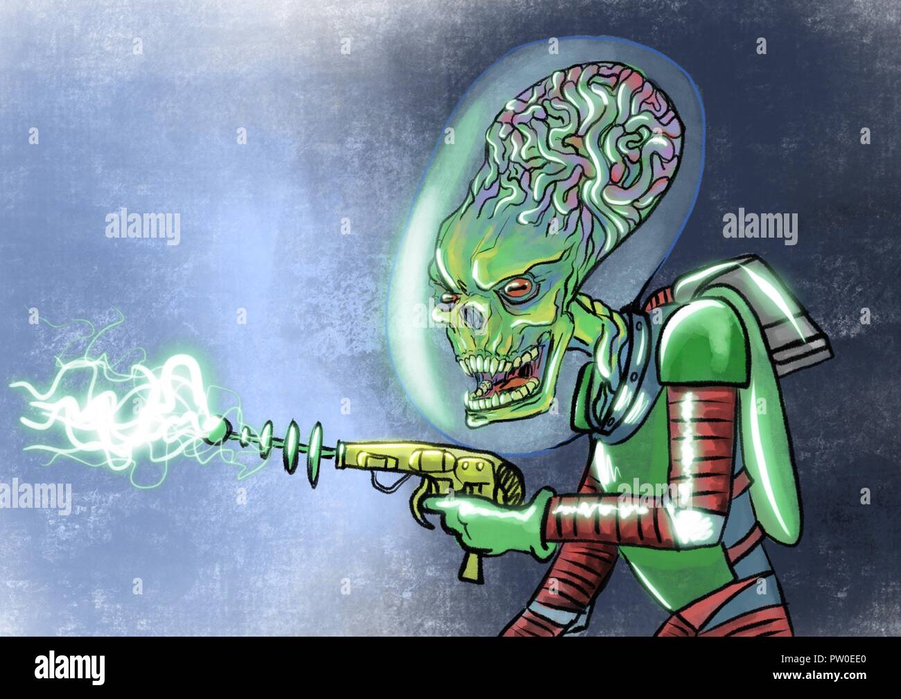 an evil invading martian alien illustration Stock Photo - Alamy