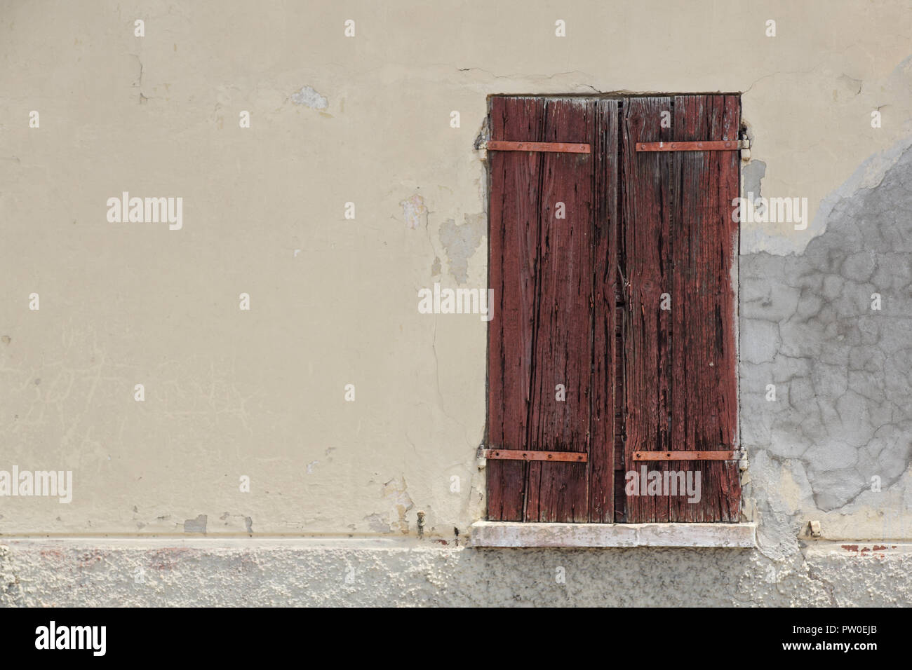 Old wooden window shutters of an mediterranean house, vintage ...