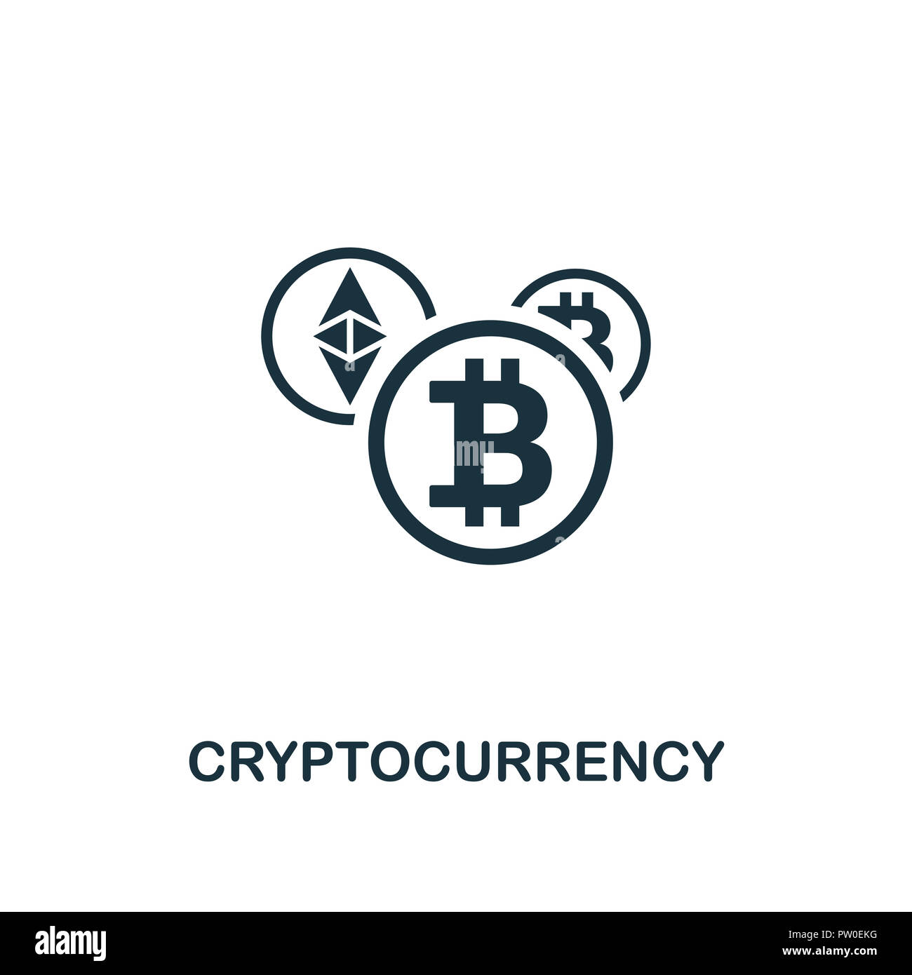 Cryptocurrency icon. Monochrome style design from fintech collection ...