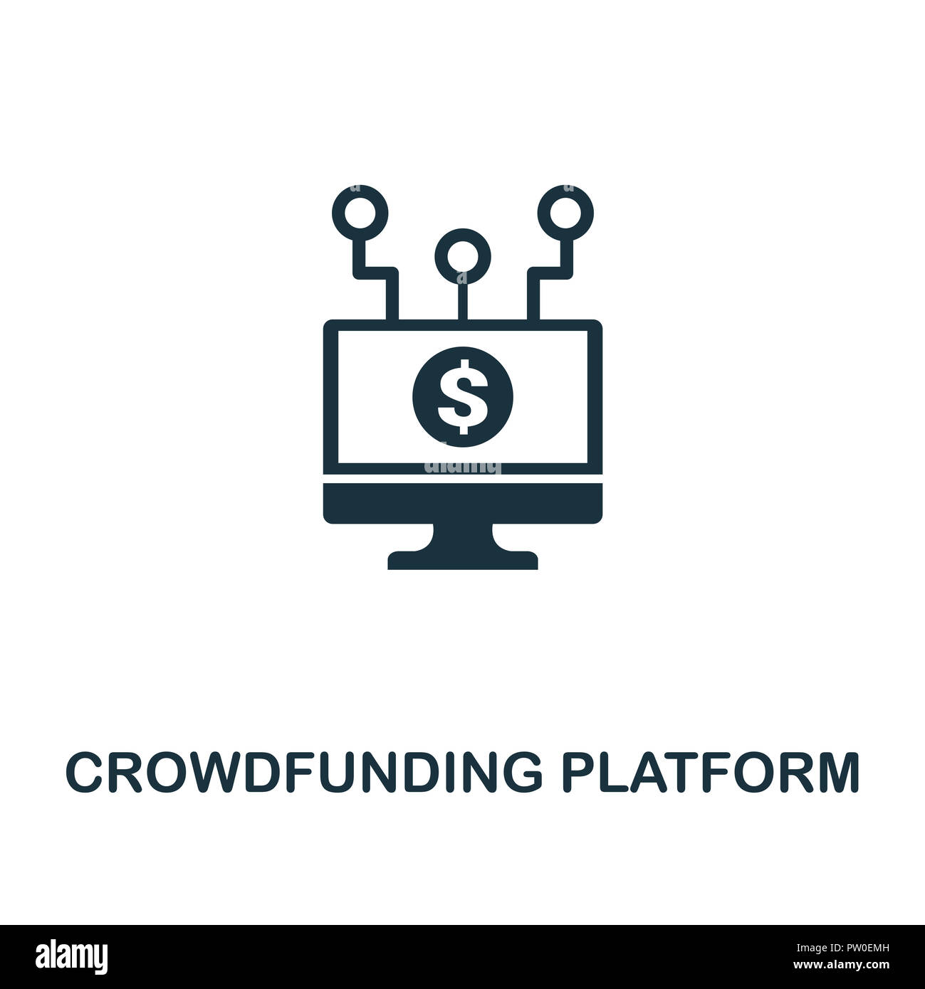 Crowdfunding Platform Icon Monochrome Style Design From Fintech Collection Ux And Ui Pixel