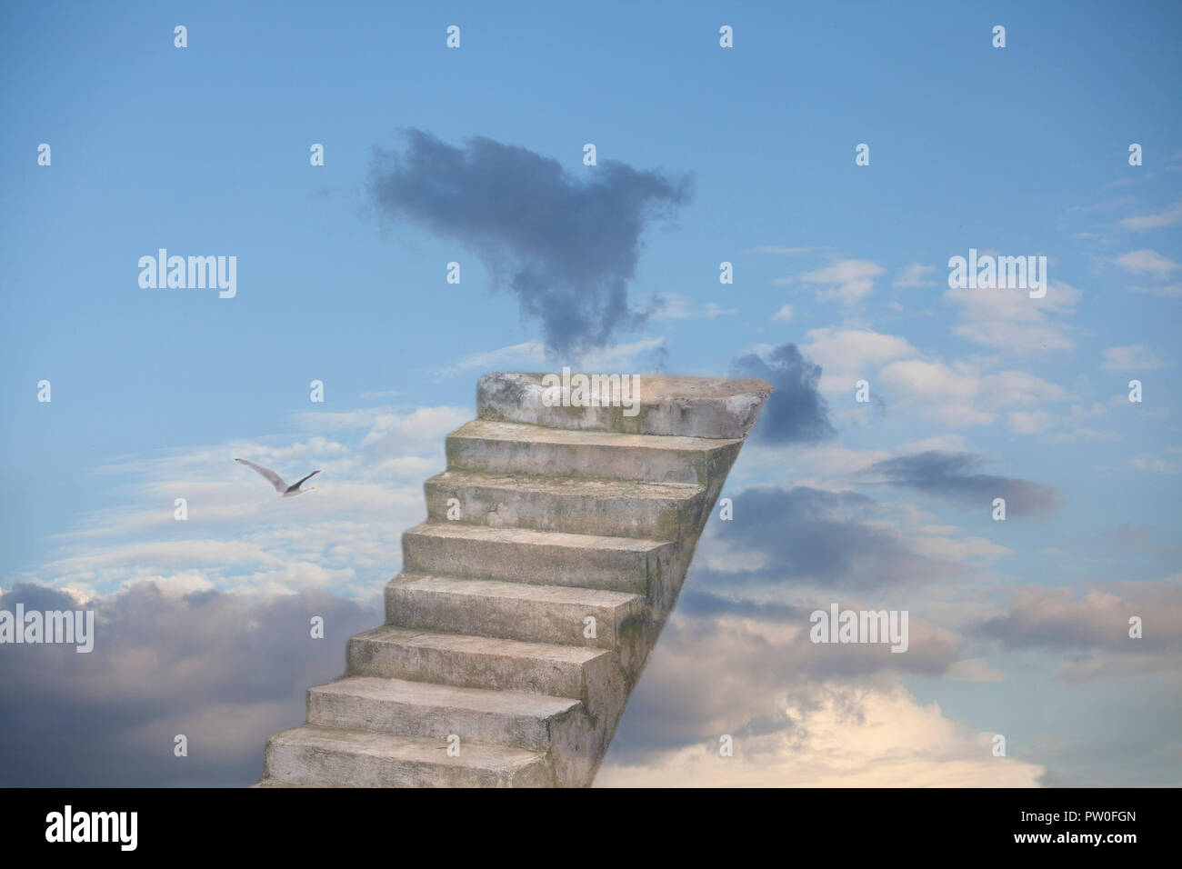 Old stone stairs to heaven in clouds Stock Photo - Alamy