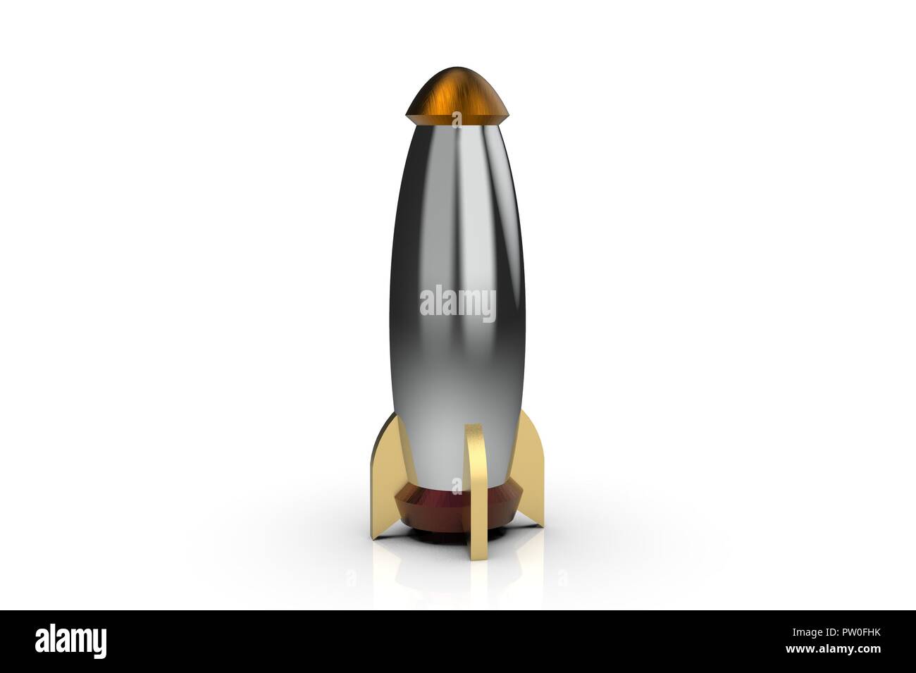 Rocket space ship 3D rendering isolated on white Stock Photo - Alamy