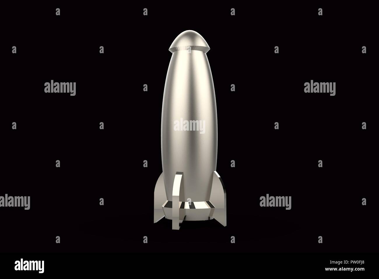 Rocket space ship 3D rendering isolated on black Stock Photo - Alamy