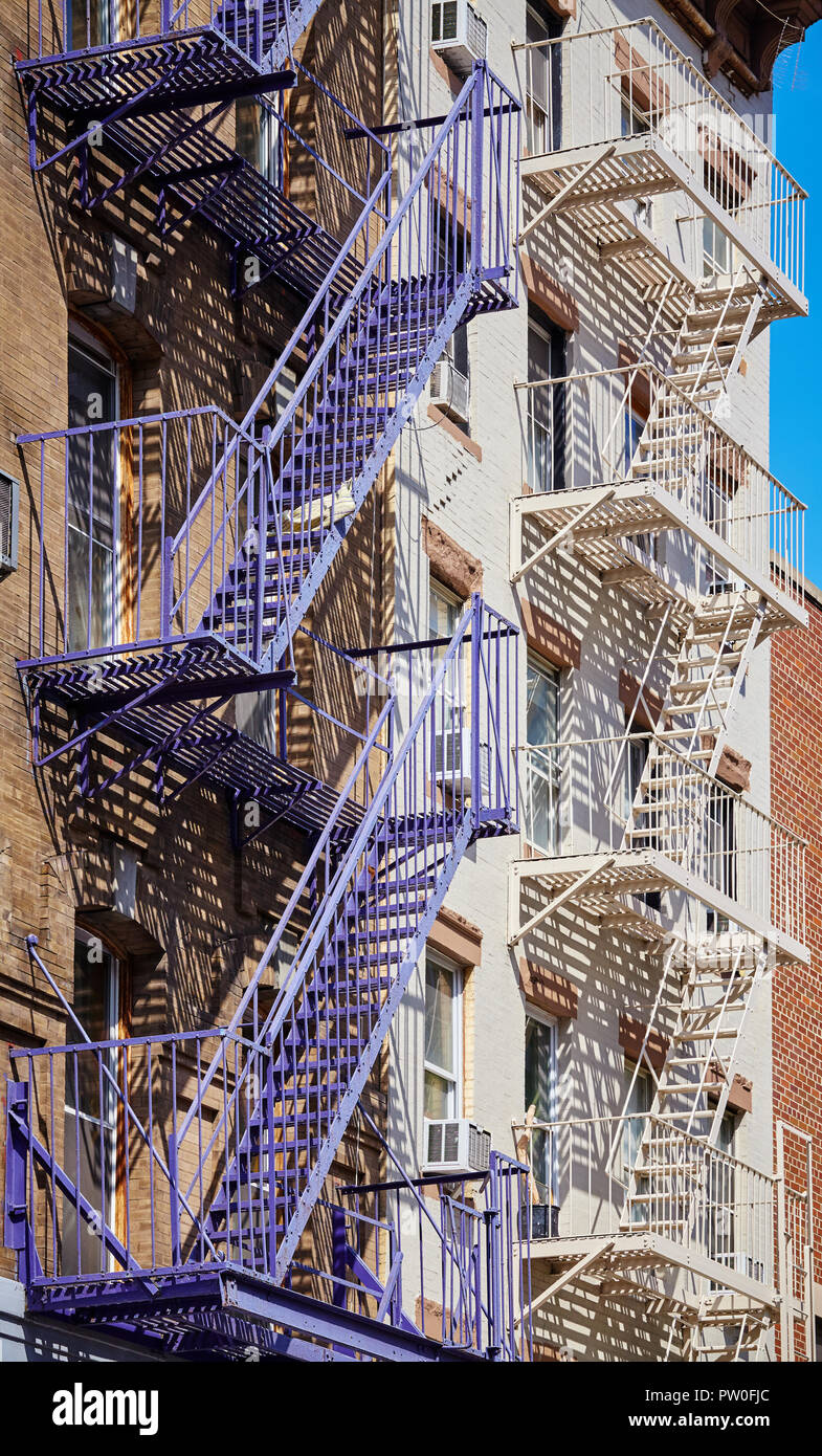 Fire escapes in New York, one of the city symbols, USA Stock Photo - Alamy