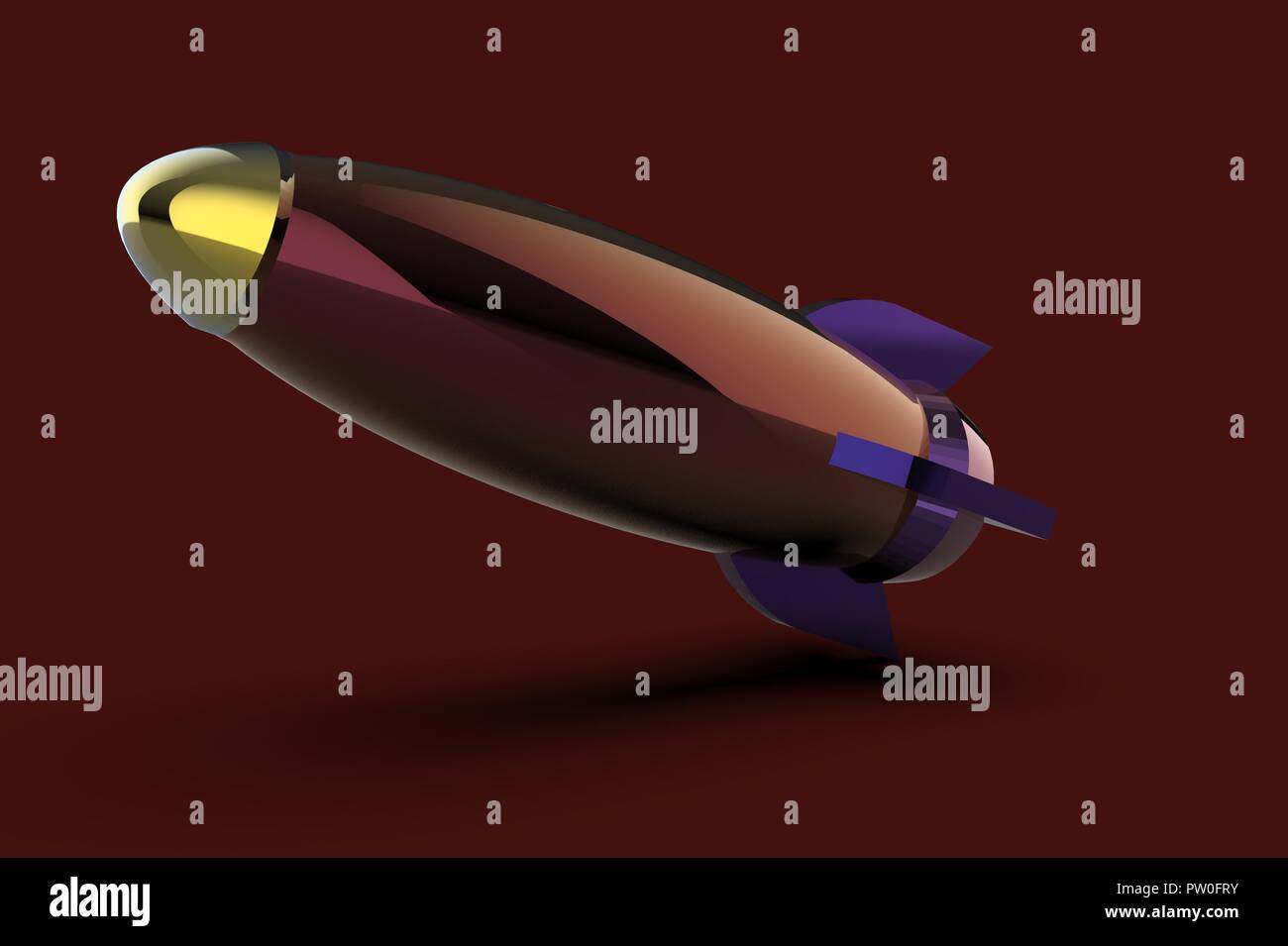 Rocket space ship 3D rendering isolated on red background Stock Photo ...