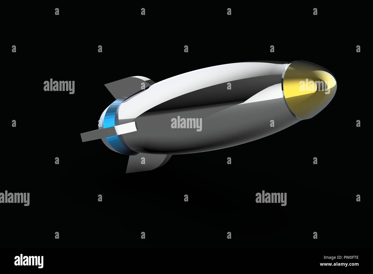 Rocket space ship 3D rendering Isolated on Black Background Stock Photo ...
