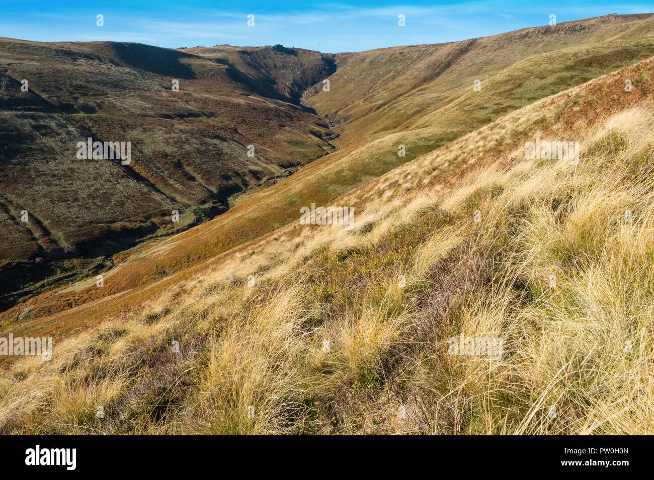 Crowden Clough leading from Barber Booth to Kinder Scout in the Peak ...