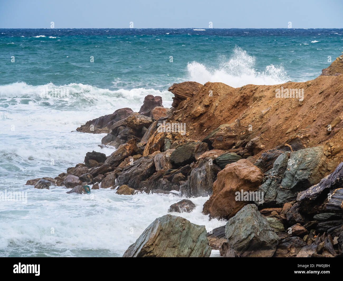 Autumn day on the coast in Paralia Fodele, Crete island, Greece Stock ...