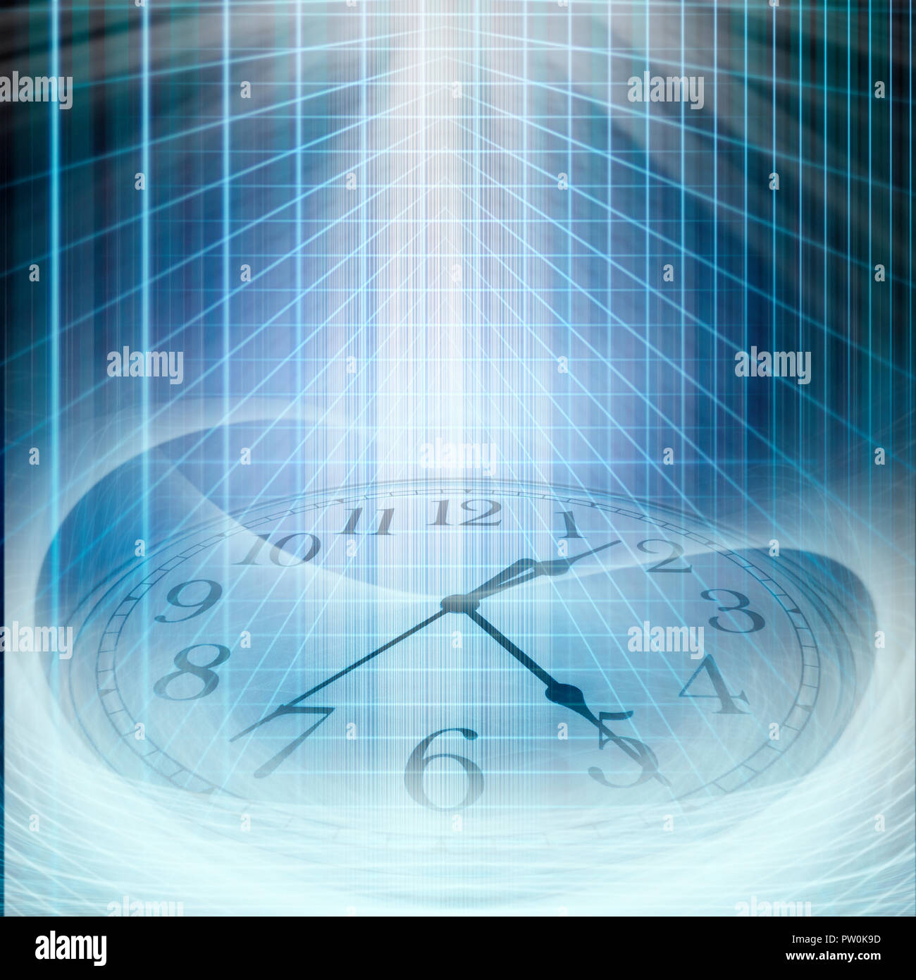 conceptual technology and time image of clock and abstract lights Stock ...