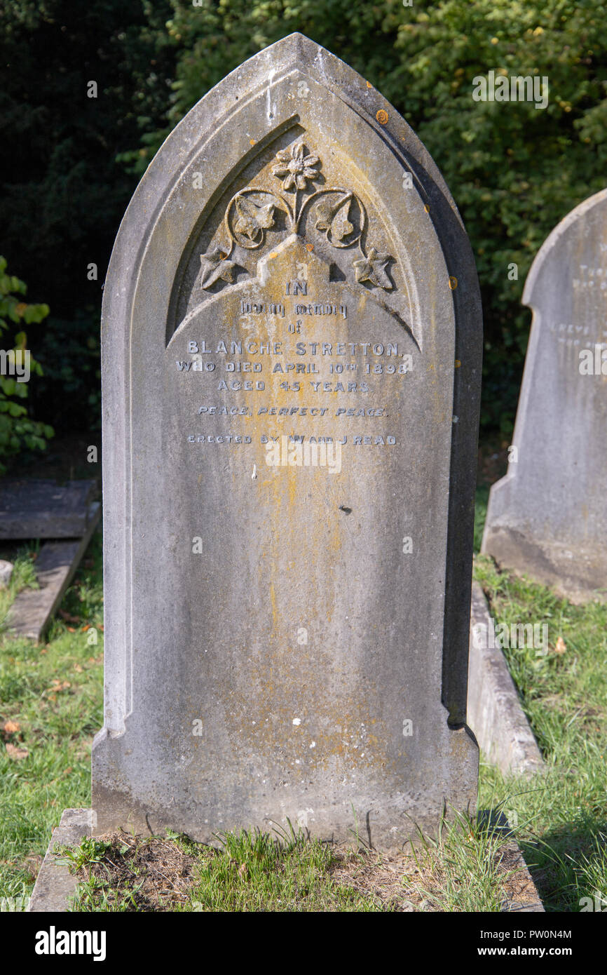 The Grave of Blanche Stretton, 1898 at Locksbrook Cemetery, Bath Stock ...