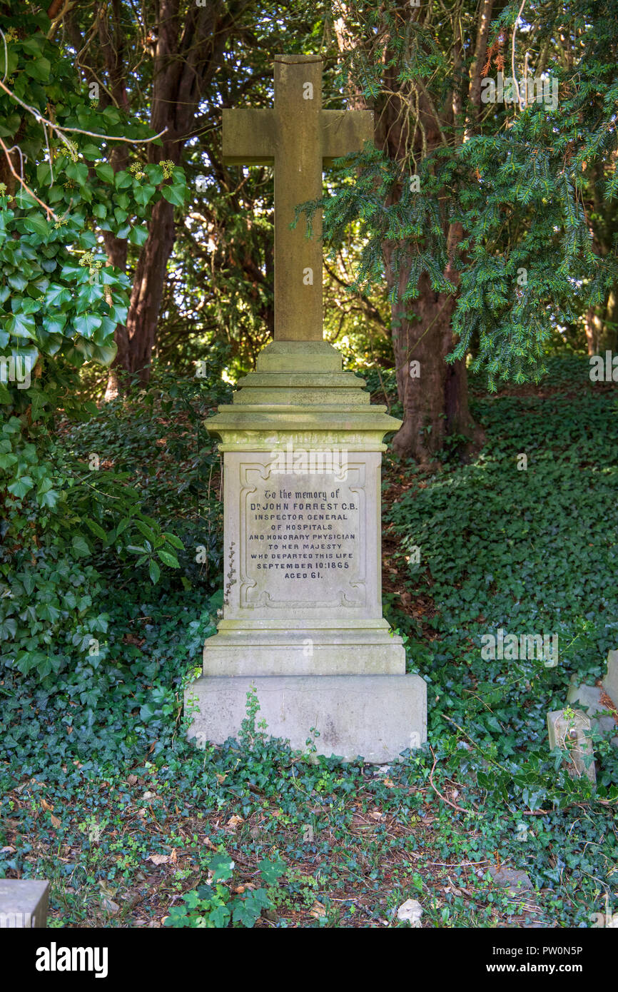 The Grave of Dr John Forrest, 1865 at Locksbrook Cemetery, Bath Stock ...