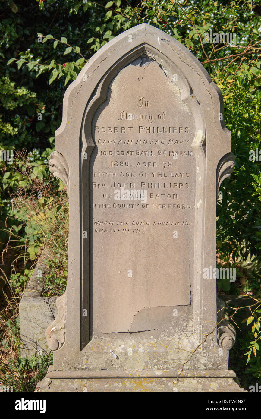 The Grave of Robert Phillipps, 1880 at Locksbrook Cemetery, Bath Stock ...