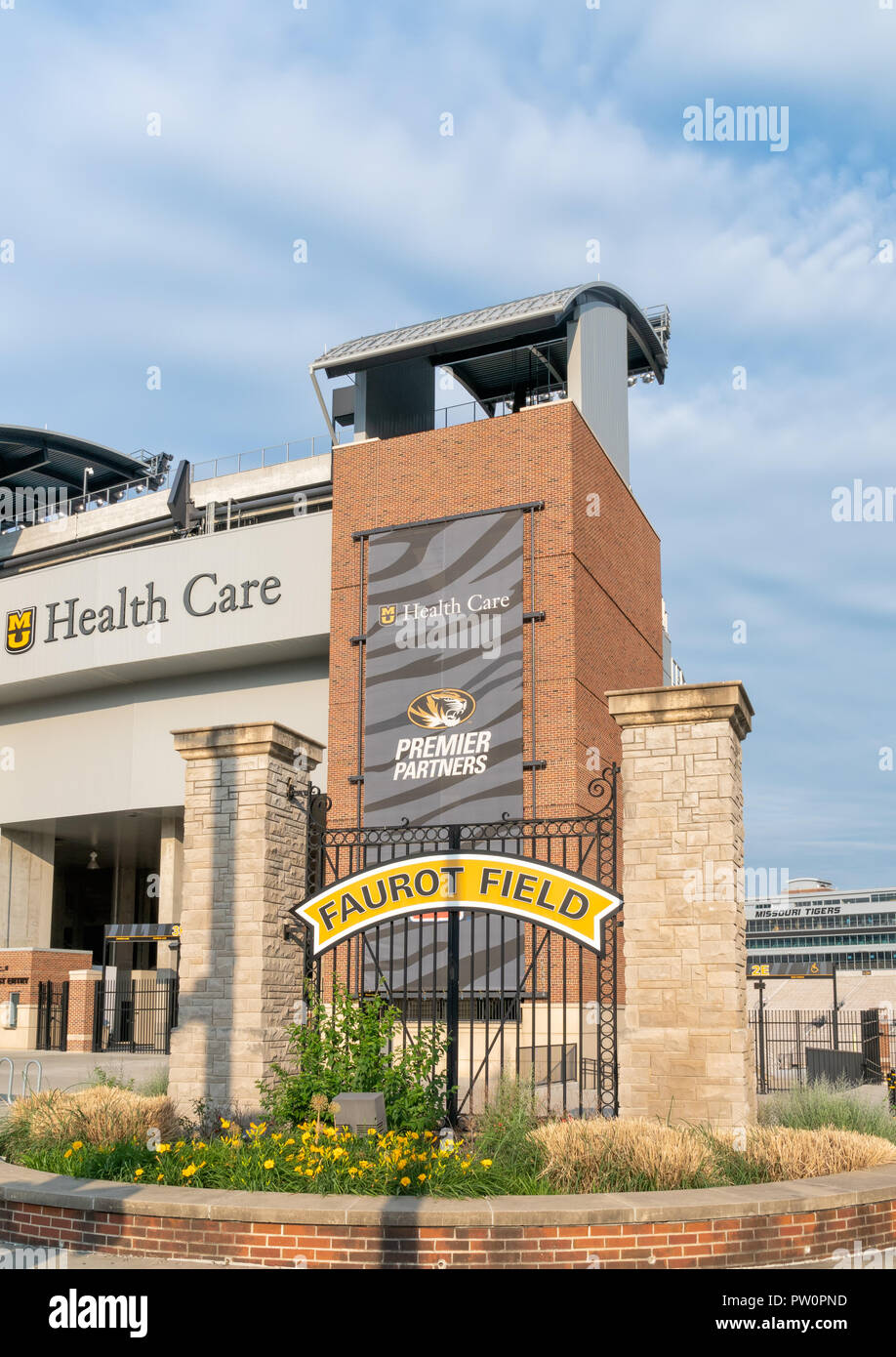 COLUMBIA, MO/USA - JUNE 8 , 2018: Faurot Field on the campus of the ...
