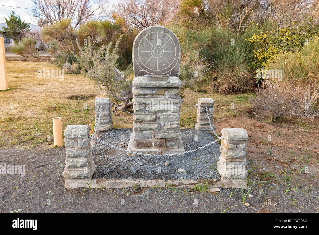 SUTHERLAND, SOUTH AFRICA, AUGUST 7, 2018: A monument, for the centenary ...