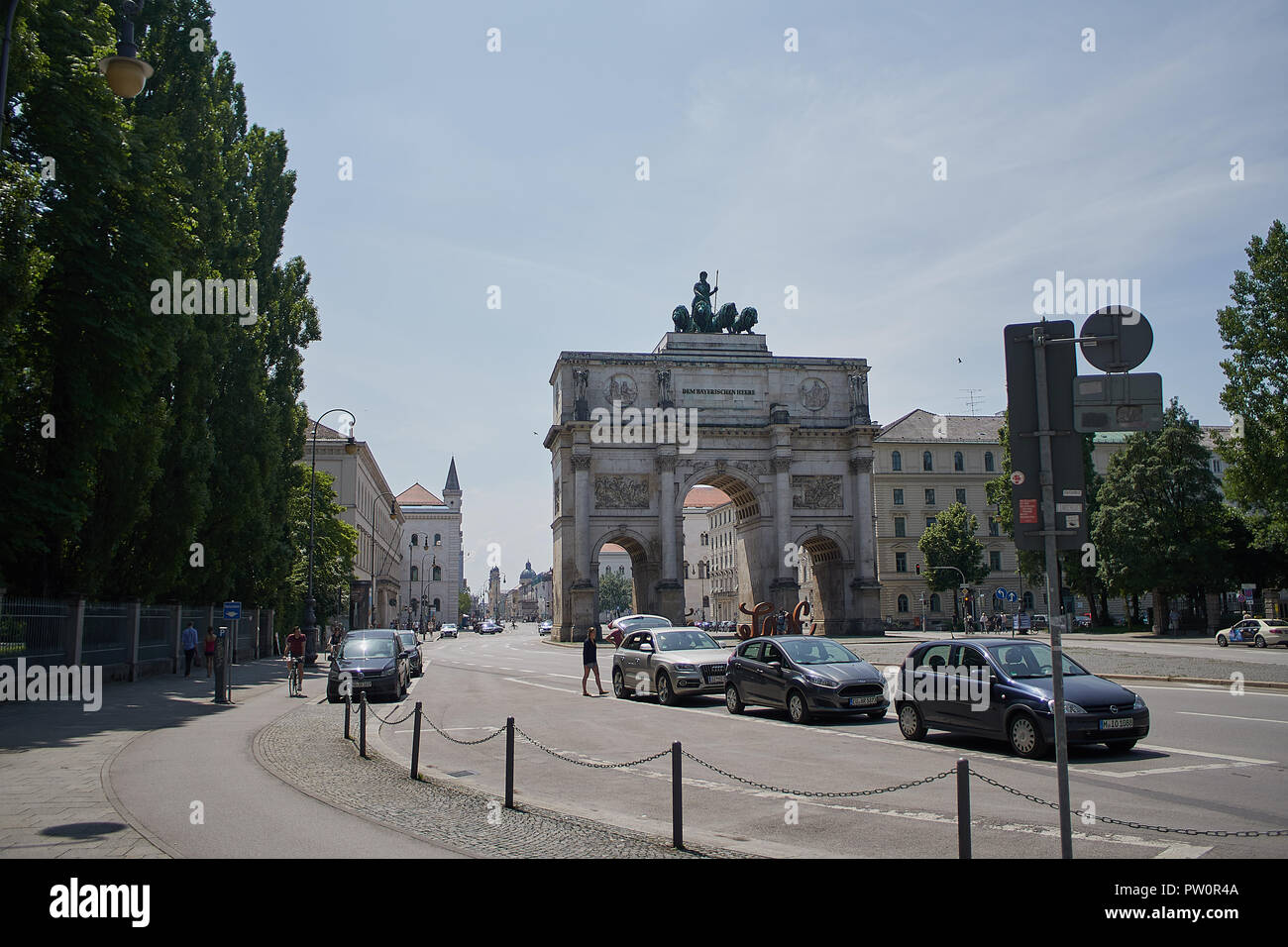 Siegestor - the triumphal arch in Munich, Germany. It was commissioned ...
