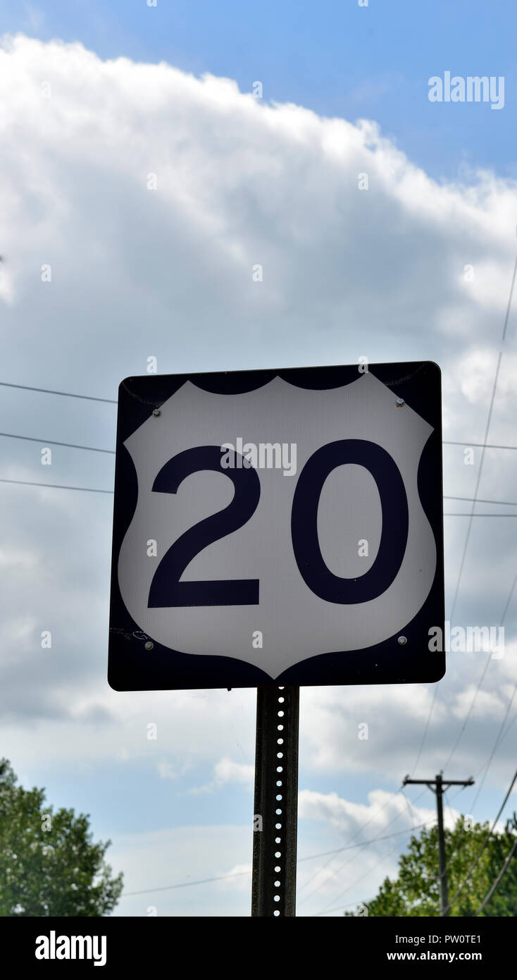 US Interstate Highway 20 sign. Part of this highway in Massachusetts ...