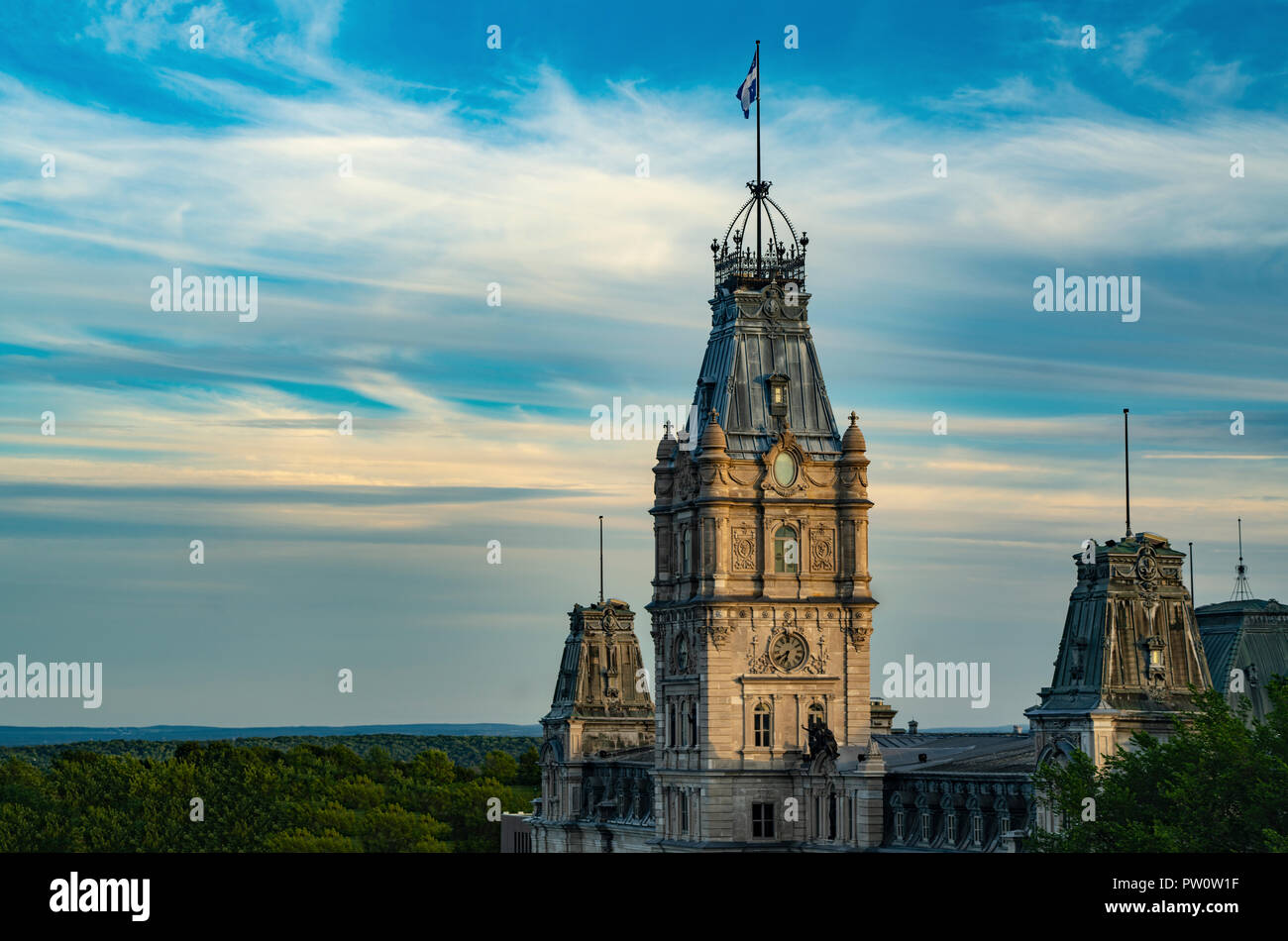 A view of Quebec Parliament building from the hotel room window of the ...