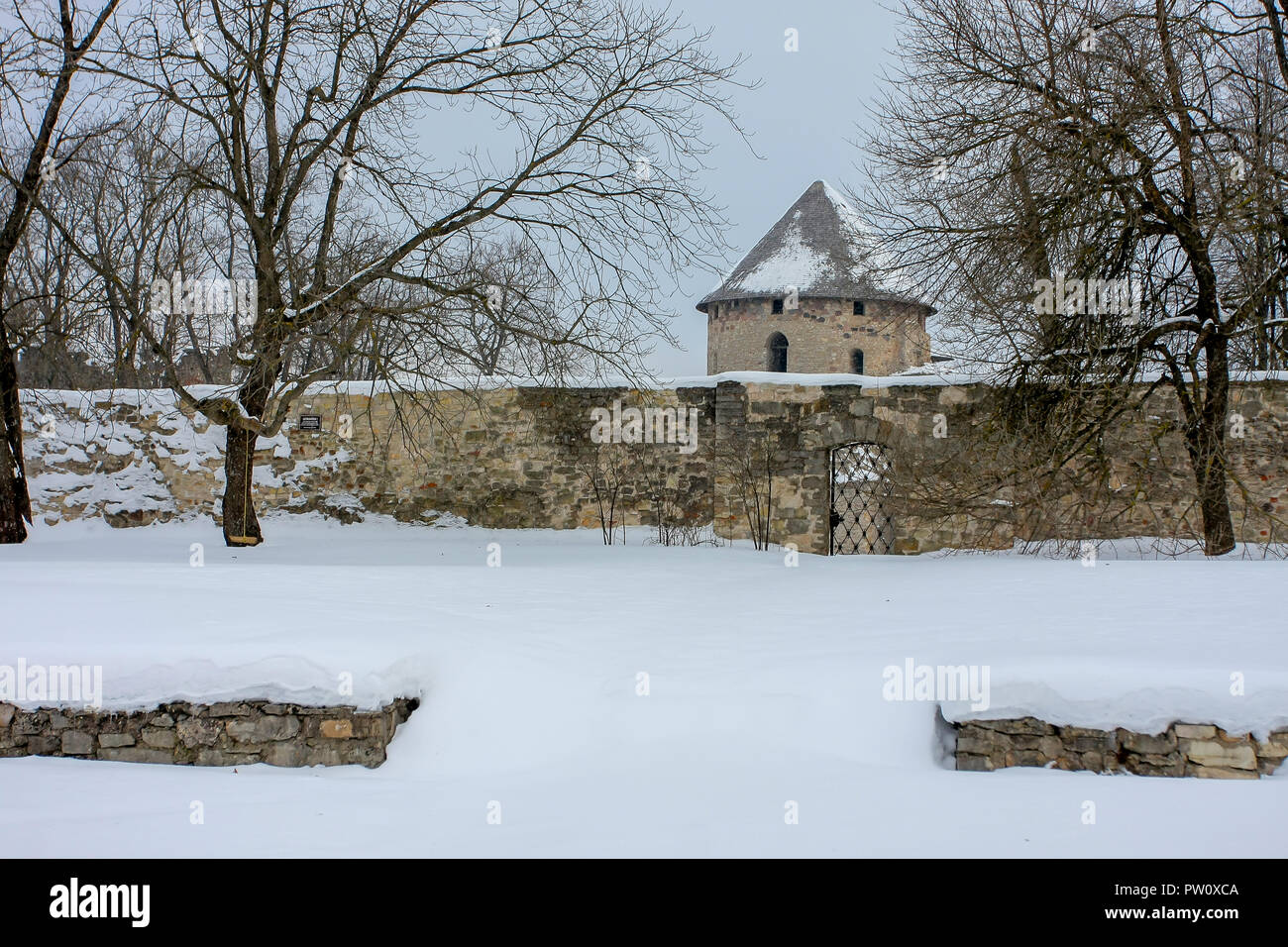 Winter in town. Cesis, Latvia Stock Photo - Alamy