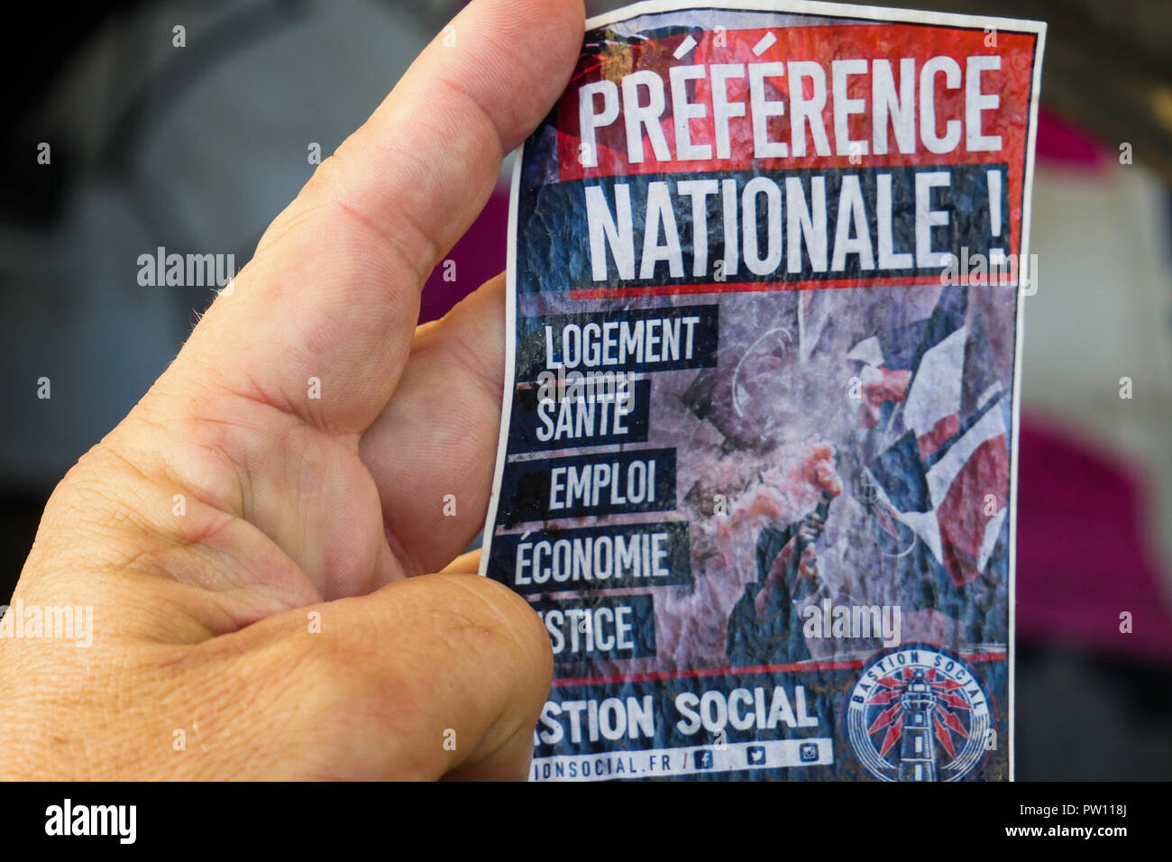 Sticker of Generation identaire, far right organization, Lyon, France ...
