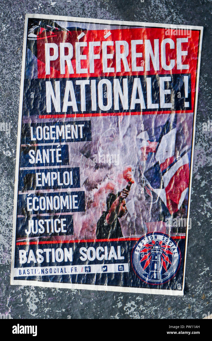 Sticker of Generation identaire, far right organization, Lyon, France ...