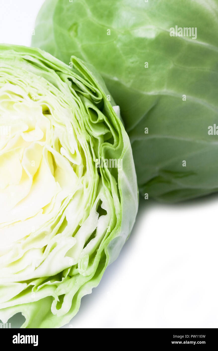fresh sliced cabbage closeup on a white background Stock Photo - Alamy