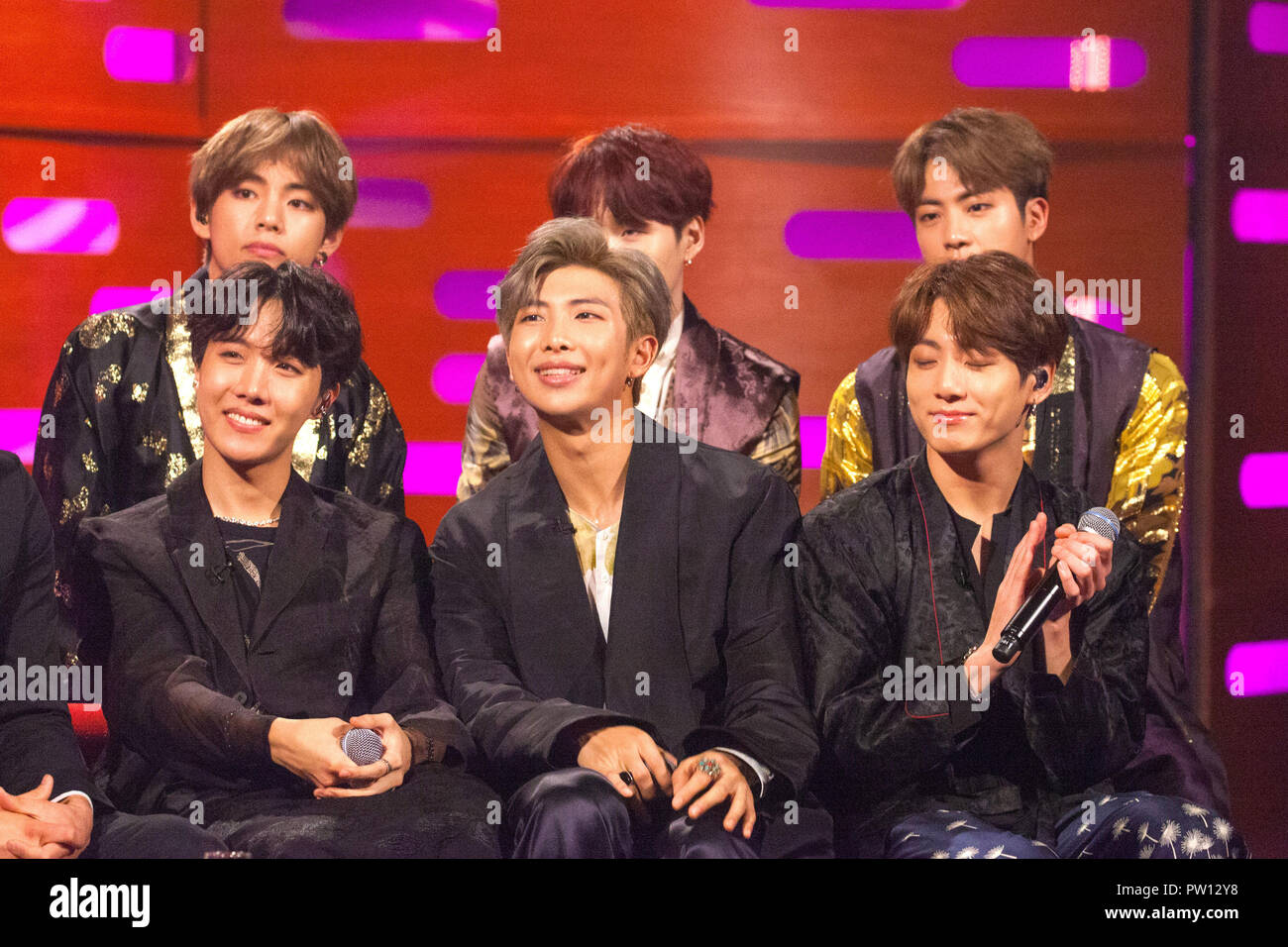 Boyband BTS during the filming of the Graham Norton Show at BBC ...