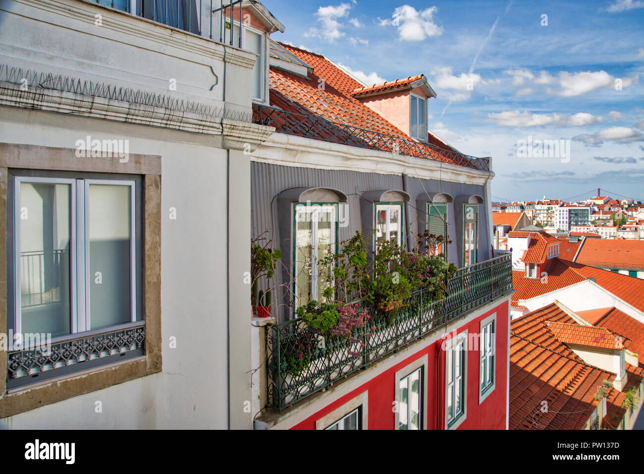 Lisbon, Colorful Alfama streets Stock Photo - Alamy