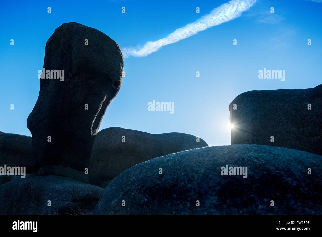 Weathered gritstone boulders at The Woolpacks on Kinder Scout in the ...