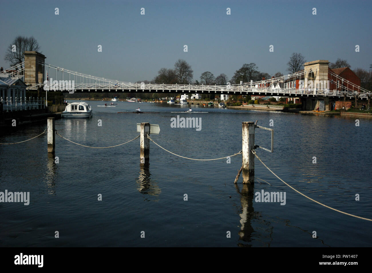 Marlow suspension bridge at Marlow, in Buckinghamshire, The Victorian ...
