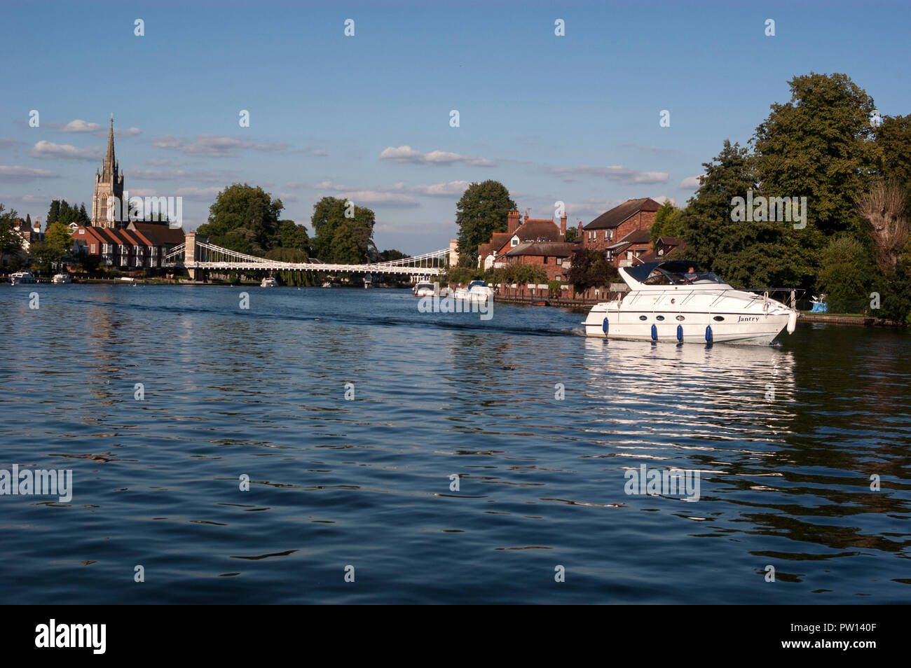 A summer scene of the river thames at Marlow in Buckinghamshire ...