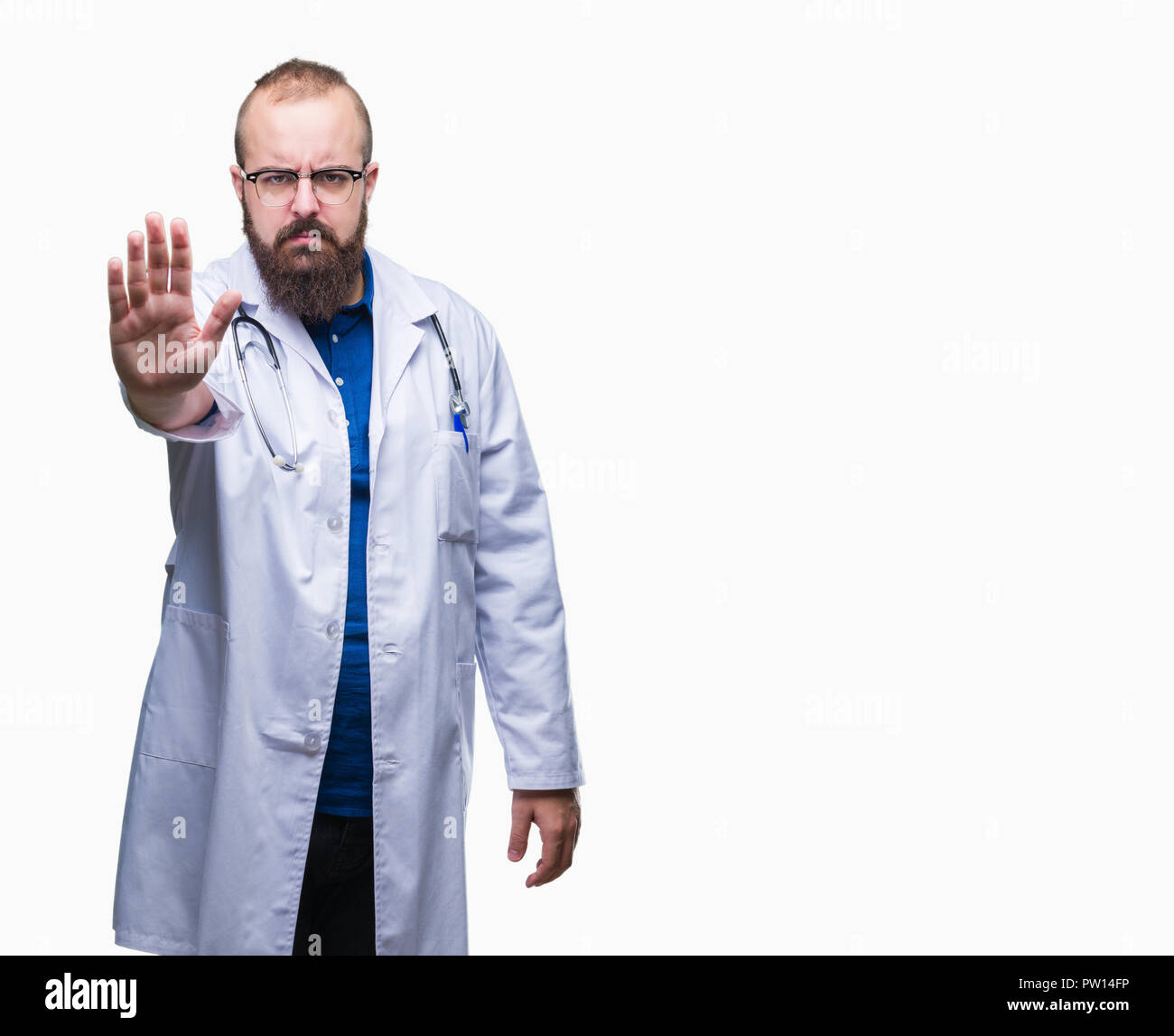 Stop caucasian man wearing Cut Out Stock Images & Pictures - Alamy